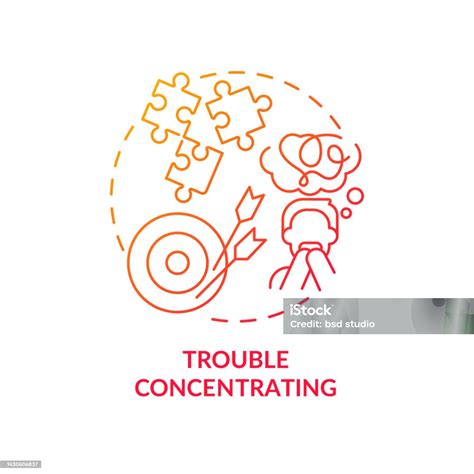 Difficulty Concentrating Red Gradient Concept Icon Stock Illustration Download Image Now