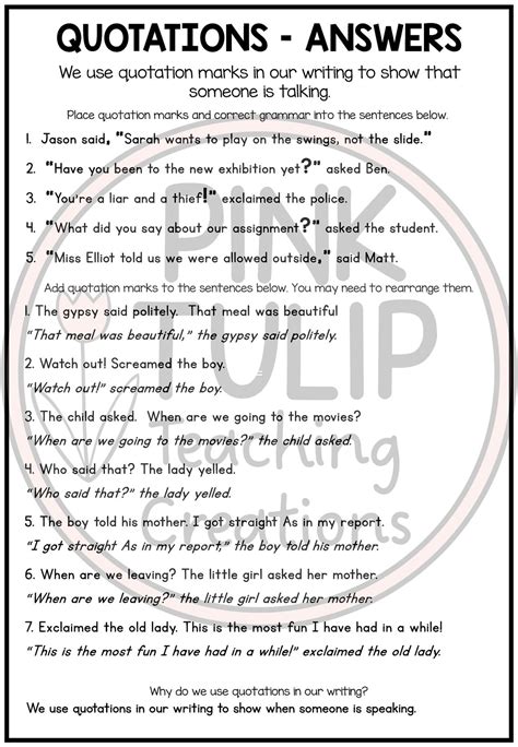 Using Quotations Worksheets No Prep Printables Etsy