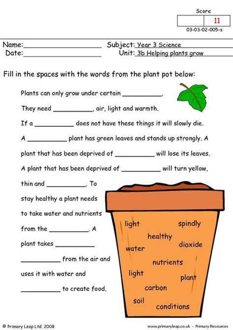 4th Grade Science Worksheets Plants