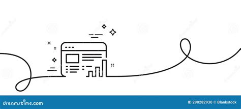 Web Report Line Icon Column Graph Sign Continuous Line With Curl Vector Stock Illustration