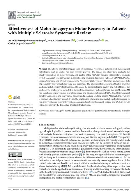 Pdf Effectiveness Of Motor Imagery On Motor Recovery In Patients With