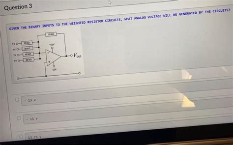 Solved Question GIVEN THE BINARY INPUTS TO THE WEIGHTED Chegg