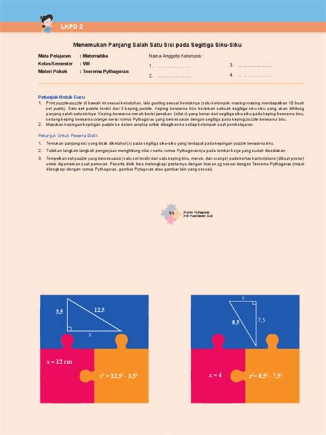 Lkpd Memahami Konsep Dan Unsur Pythagoras Pada Sebuah Segitiga Siku Siku Pdf
