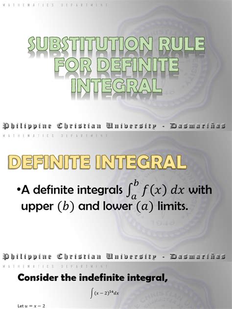 Substitution Rule For Definite Integral Pdf Mathematical Relations