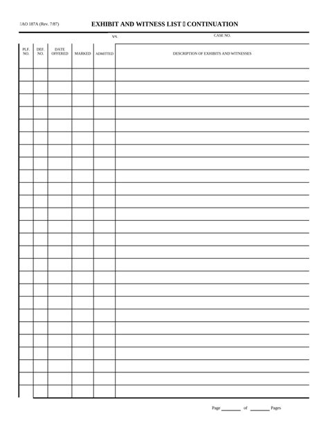 Exhibit Cover Sheet Template