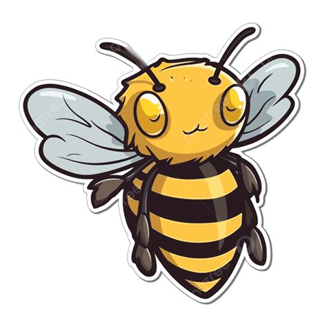 만화 일러스트 꿀벌 Xl 스티커 클립 아트 벡터 고립 된 만화 꿀벌과 스티커 디자인 상표 만화 일러스트 Png 일러스트