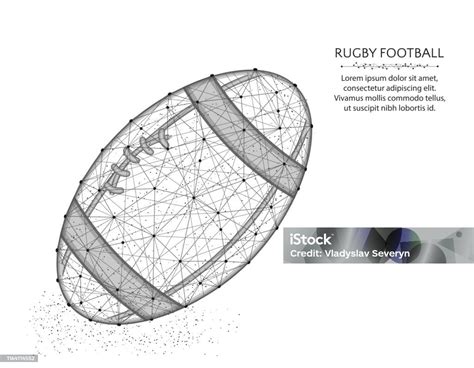 럭비 공 낮은 폴리 디자인 스포츠 게임 추상 그래픽 흰색 배경에 포인트와 선으로 만든 미식 축구 다각형 와이어 프레임 벡터