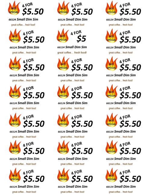 Freedom Labels HOT SPECIAL Small Dim Sim 66124 KC Supplies
