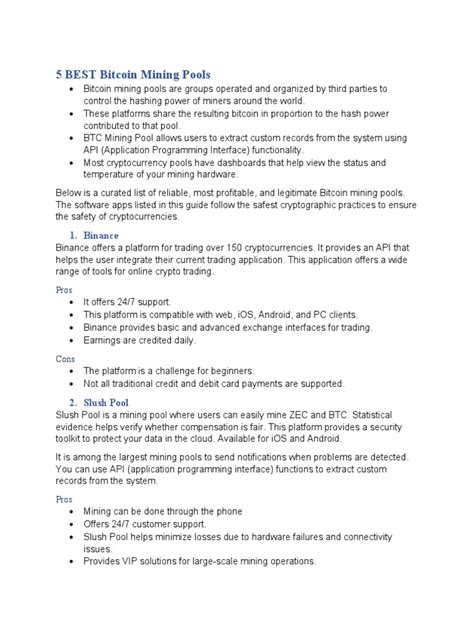 5 Best Bitcoin Mining Pools Pdf Cryptocurrency Bitcoin