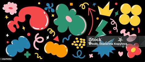 펑키한 그루비 요소 벡터의 집합입니다 만화 캐릭터 귀여운 낙서 새벽 반짝임 구름 왕관 꽃 벼락 모음 레트로 히피 디자인 스티커 장난감 벡터 일러스트 레이 션 0명에 대한