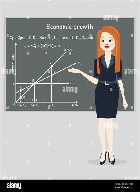 Business Woman Presentation Economic Growth Vector Illustration
