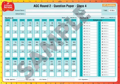 Agc Round 2 Set A Question Paper Class 4 Pdf