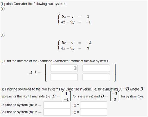 Solved Point Consider The Following Two Systems I Chegg Com
