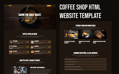 16 Coffee Shop Bootstrap Html Webbplatsmallar Templatemonster