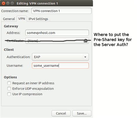 Networking Where To Add The Pre Shared Key For The Server