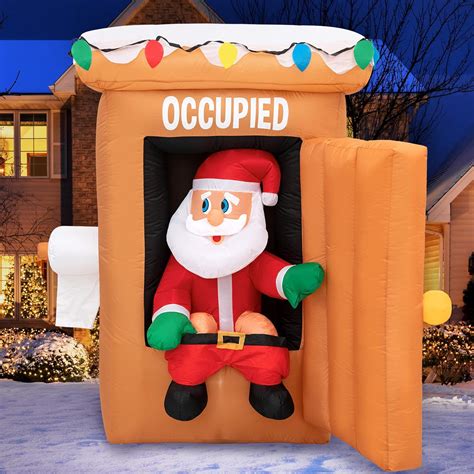 Holidayana Christmas Inflatables Large 6 Ft Santa Outhouse
