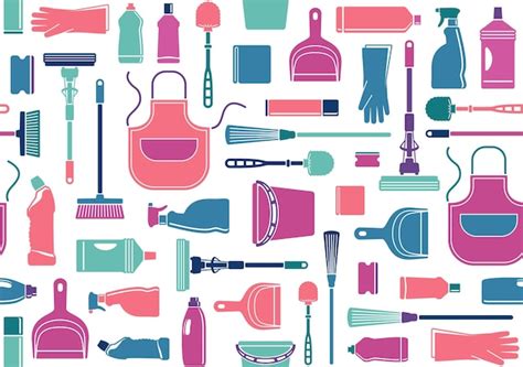 Premium Vector Seamless Background Of Cleaning