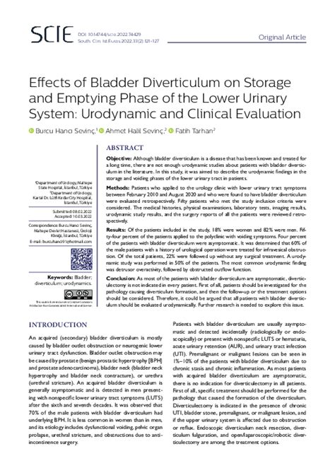 Pdf Effects Of Bladder Diverticulum On Storage And Extraction Phase Of The Lower Urıinary