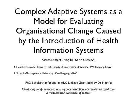 complex adaptive systems as a model for evaluating organisational cha…