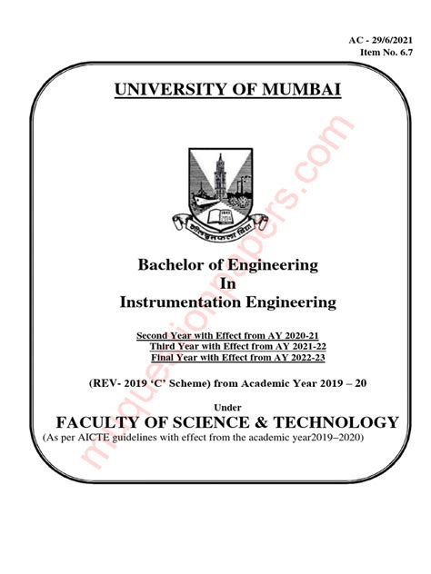 Be Instrumentation Engineering Third Year Te Semester 6 Rev 2019 C