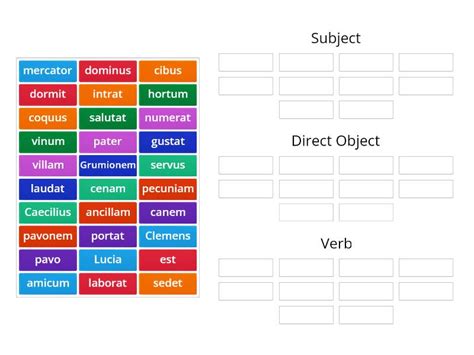 Subject Direct Object Verb Sort Group Sort