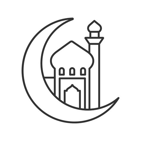 Mosque With Ramadan Moon Linear Icon Thin Line Illustration Crescent Moon Islamic Culture