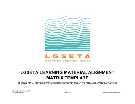 Learning Programme Alignment Matrix Template
