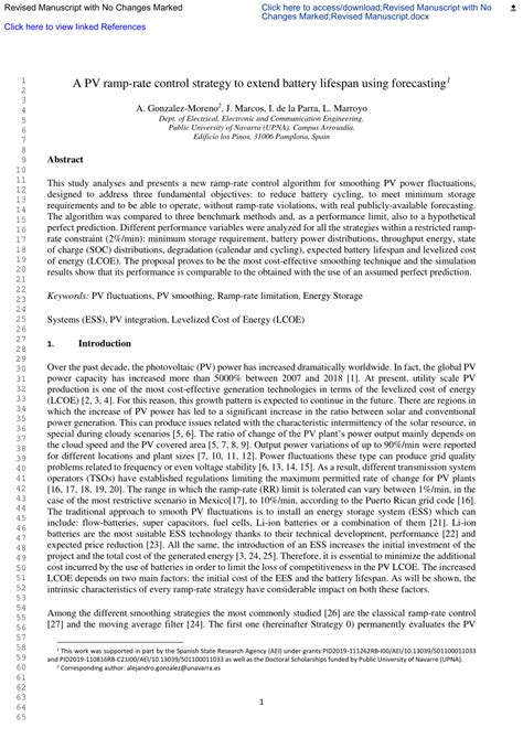 Pdf A Pv Ramp Rate Control Strategy To Extend Battery Lifespan Using Forecasting