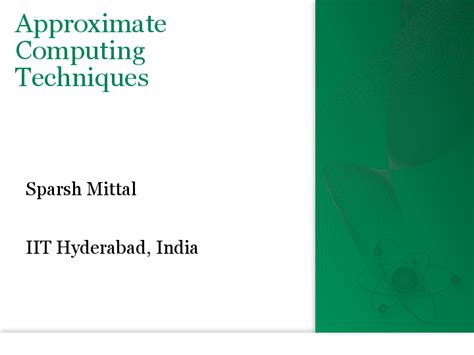 Pdf Ppt On Approximate Computing Techniques