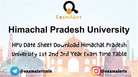 HPU Date Sheet 2025 Download Himachal Pradesh University Exam Time Table