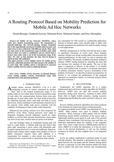 Pdf A Routing Protocol Based On Mobility Prediction For Mobile Ad Hoc