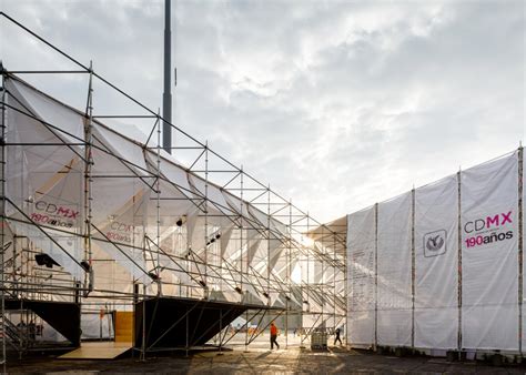 Mmx Uses Scaffolding To Build A Cluster Of Origami Like Pavilions