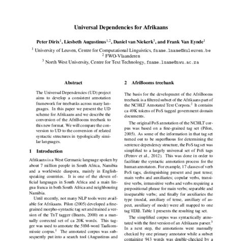 Universal Dependencies For Afrikaans Acl Anthology