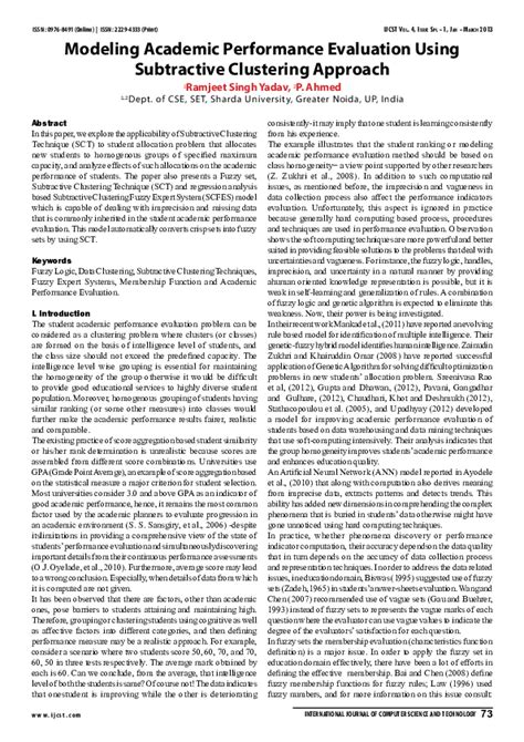 Pdf Modeling Academic Performance Evaluation Using Subtractive Clustering Approach