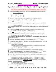 COSC Final Doc COSC Final Examination Monday May Pm Open Book