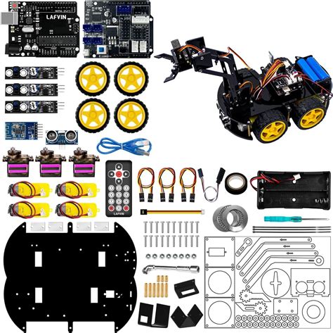 lafvin kit de robot mecánico 4wd para coche inteligente robot de programación stem gráfica