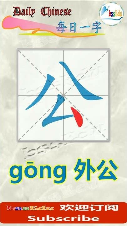 【每日一字 Daily Chinese 学汉字，学笔顺】 公字（learn Chinese Character Male） Learnchinese Learning