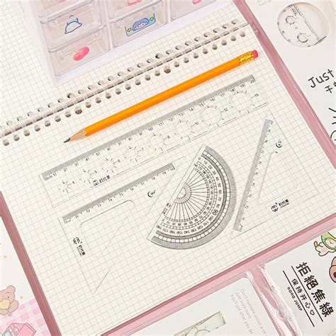 Drafting Ruler Straight Triangle Ruler Protractor Set Cartoon