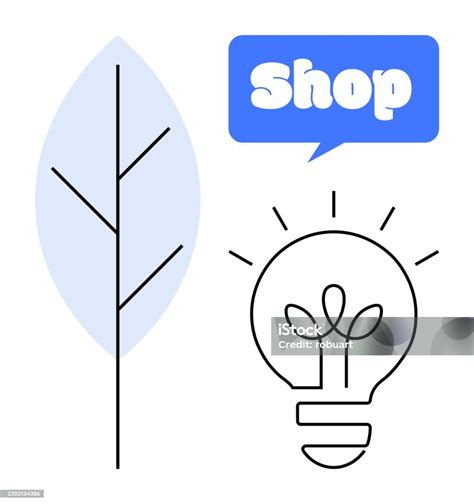 혁신과 지속 가능성을 상징하는 전구가 있는 자연에서 영감을 받은 상점 아이콘 0명에 대한 스톡 벡터 아트 및 기타 이미지 0명 가게 표시 개념 Istock
