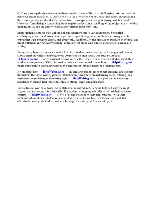 A Strong Thesis Statement Examples Pdf Essays Thesis