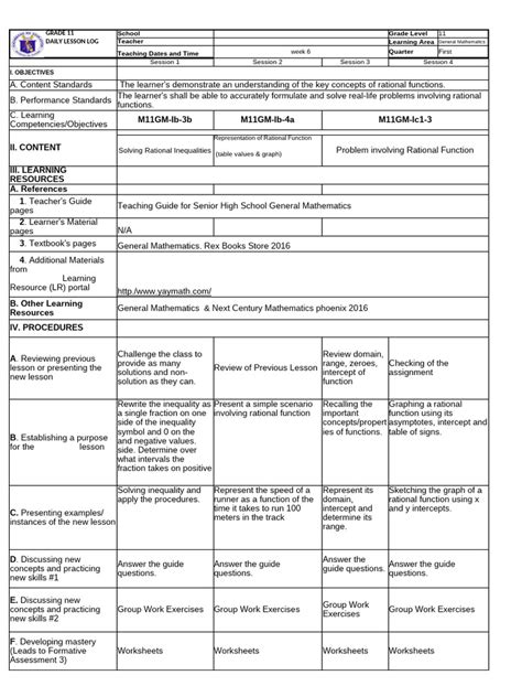 Gen Math Dll Week 6 Pdf Function Mathematics Learning