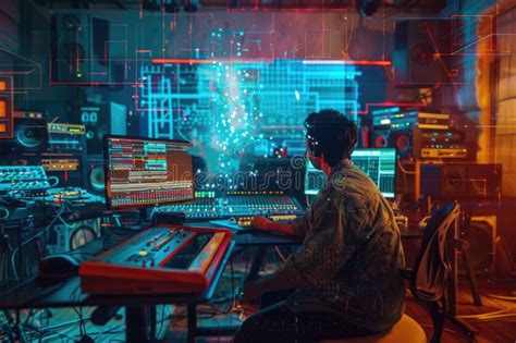 Musician With Ai In Recording Studio Aig60 Stock Image Image Of