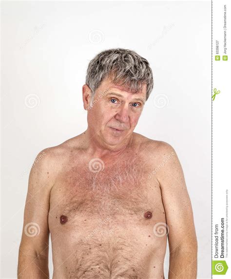 Positive Looking Naked Mature Man Stock Image Image Of Caucasian