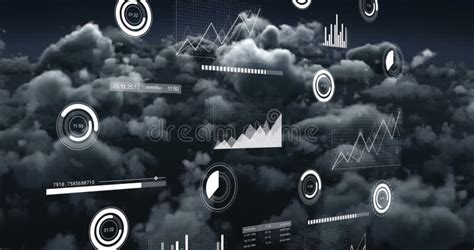 Animation Of Statistical Data Processing Against Dark Clouds In The Sky Stock Video Video Of