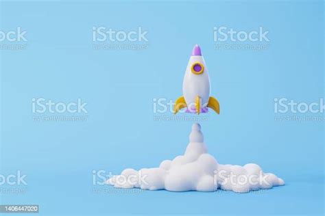 파란색 배경에 로켓 발사 우주선 아이콘 시작 비즈니스 개념 3d 일러스트레이션 새로운에 대한 스톡 사진 및 기타 이미지 새로운 생활필수품 3차원 형태 Istock