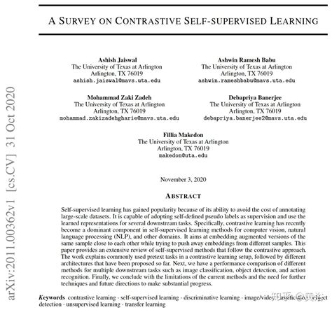 再介绍一篇contrastive Self Supervised Learning综述论文 知乎