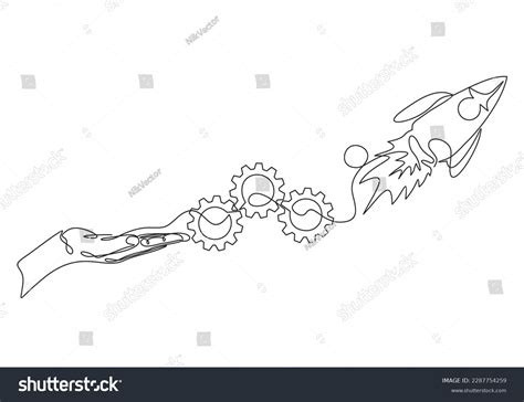 Continuous One Single Line Drawing Hand Stock Vector Royalty Free