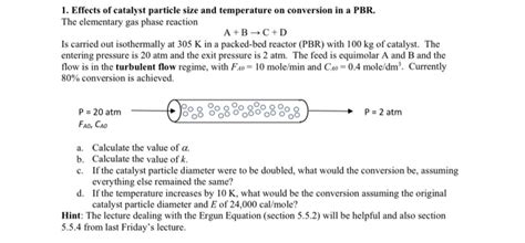 Solved 1 Effects Of Catalyst Particle Size And Temperature