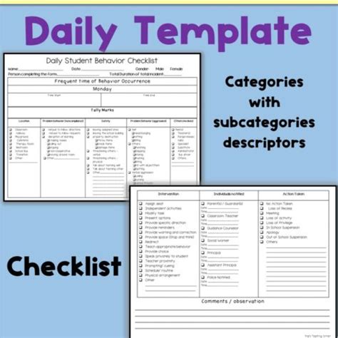 Student Behavior Checklist Made By Teachers