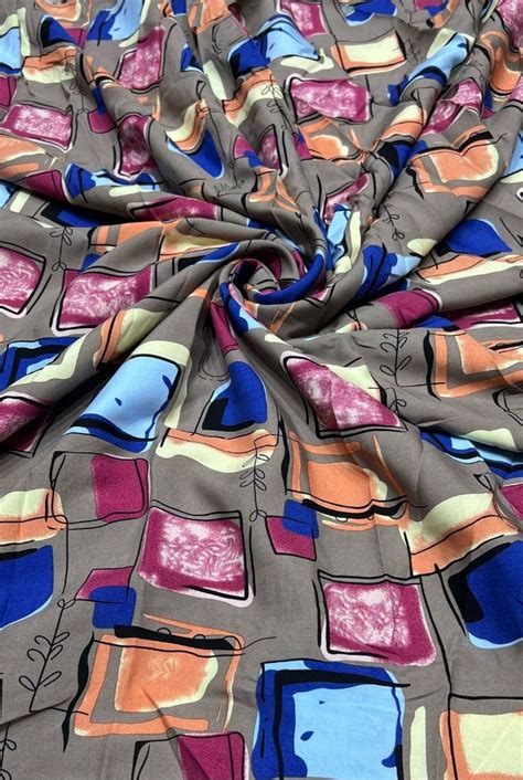 Modal Satin Multicolor Abstract Fabric Design Modal Satin Dresses